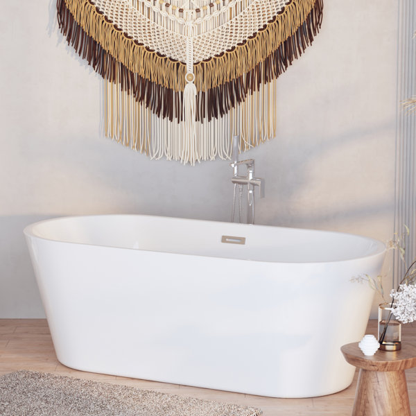 DeerValley Ally 67" x 32" Freestanding Soaking Acrylic Bathtub with Overflow Drain & Reviews ...